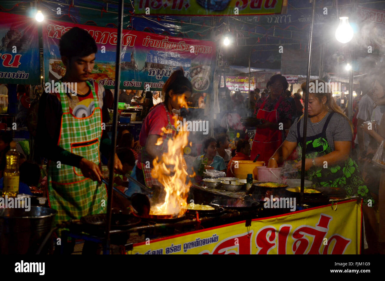 Thai people cooking Fried mussel with egg and crispy flour or Oyster ...