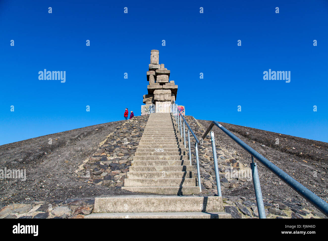 Halde Rheinelbe, a mining heap, Gelsenkirchen, Germany, sculpture sky ...