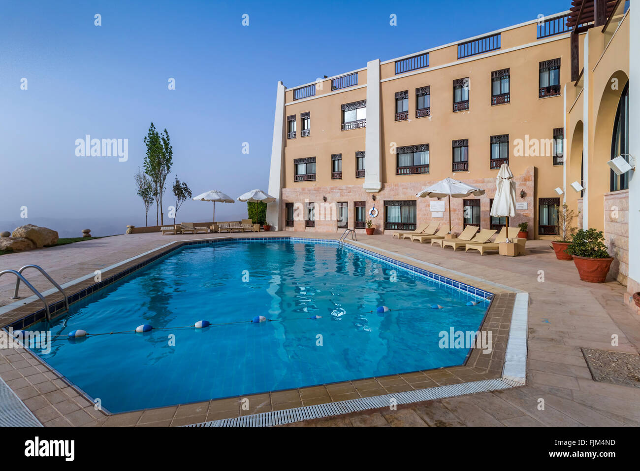 The swimming pool area of the Marriott Hotel near Petra and Wadi Musa ...
