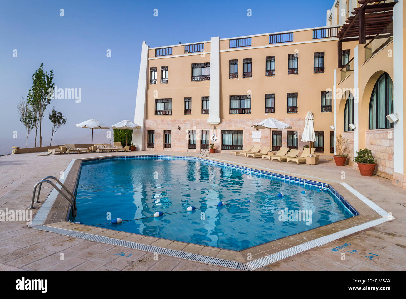 The swimming pool area of the Marriott Hotel near Petra and Wadi Musa ...