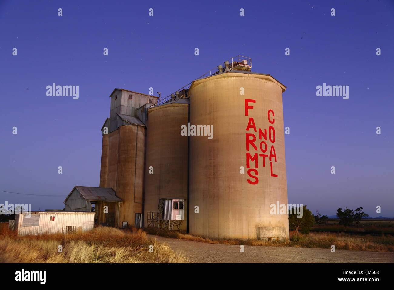 Local farmers painted a protest on the side of a grain silo in Breeza ...