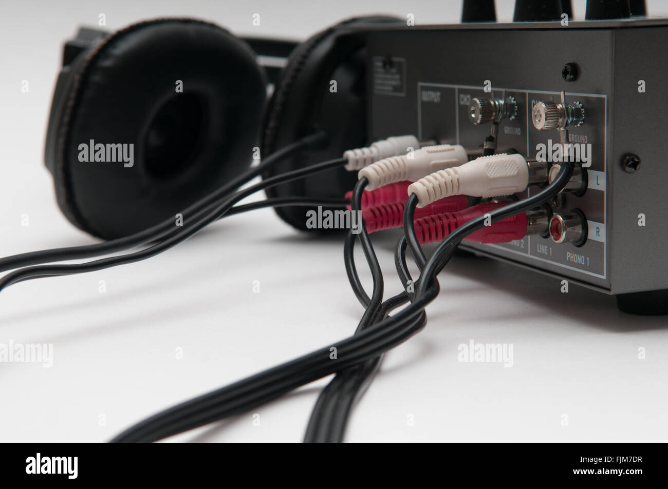 Audio wires and connectors at the back of a sound mixer Stock Photo - Alamy