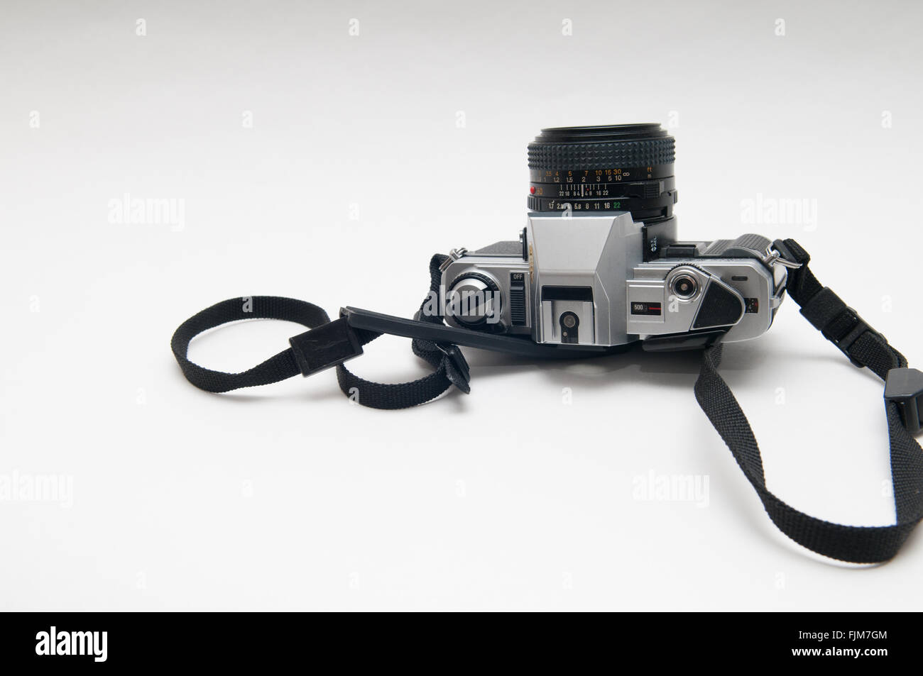 old vintage style film camera on a white background Stock Photo - Alamy