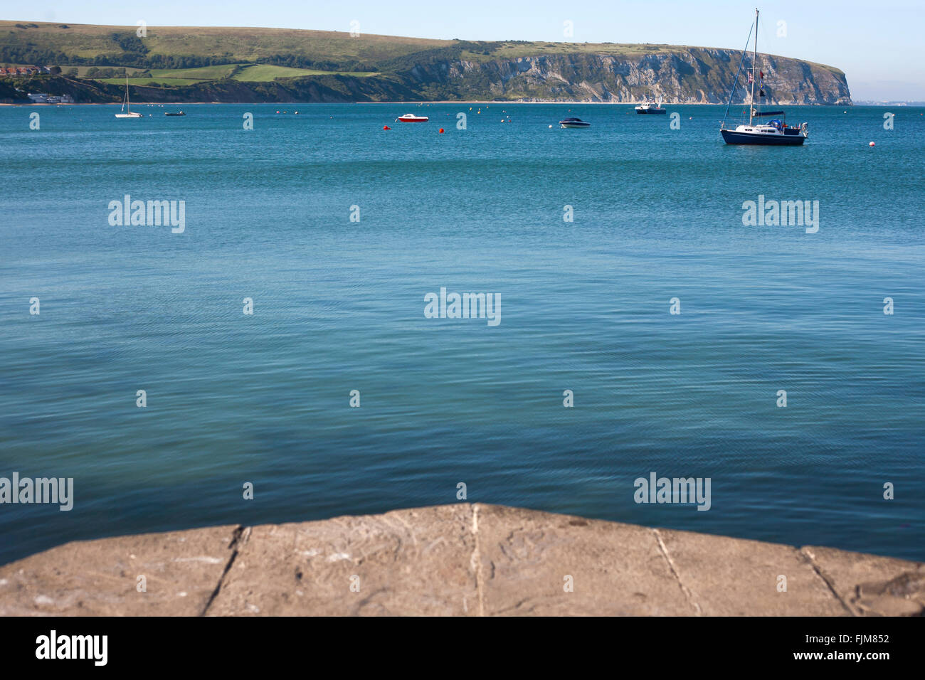 View out to sea at Swanage Stock Photo - Alamy