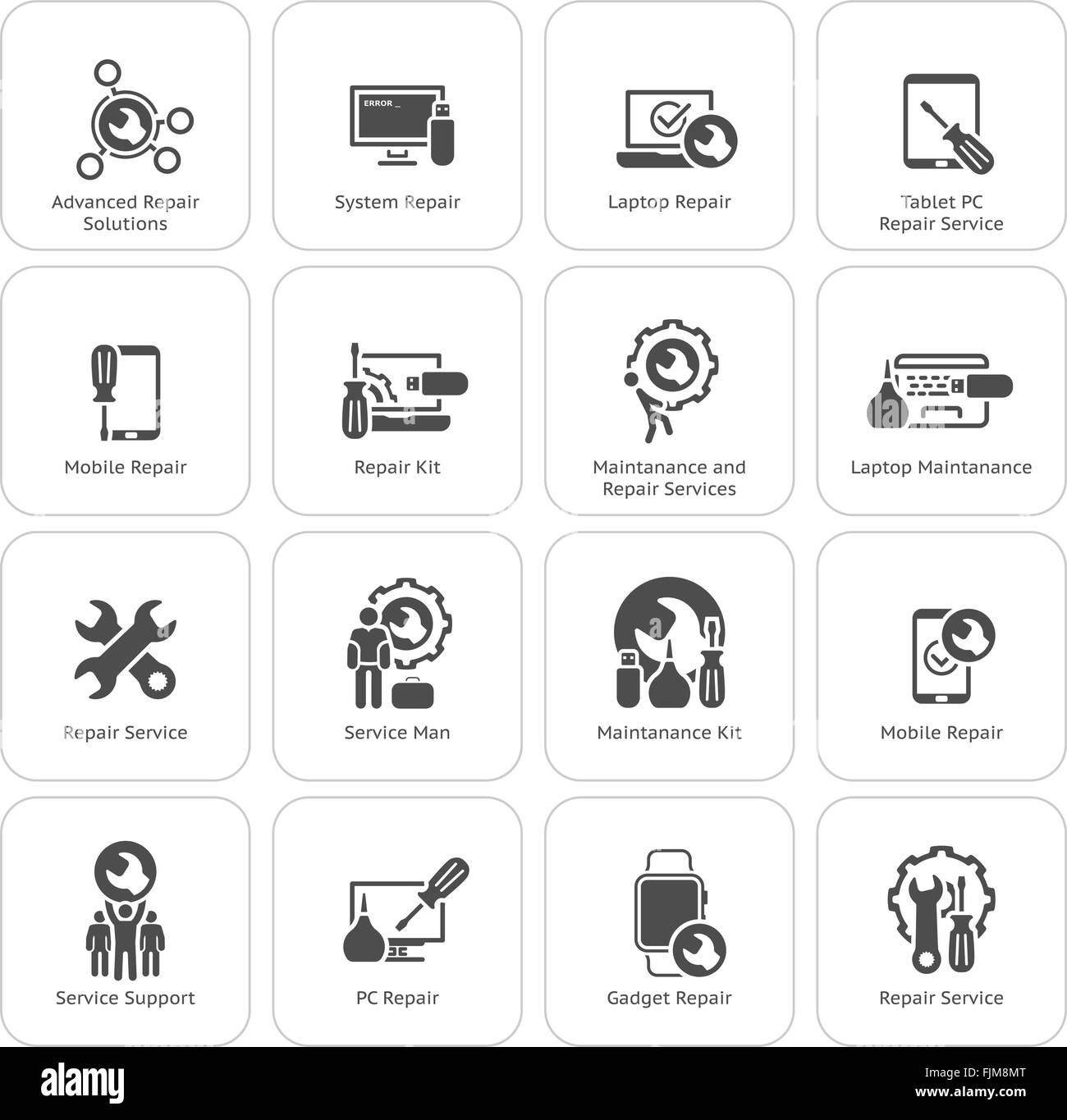 Repair Service and Maintenance Icons Set Stock Vector Image & Art - Alamy