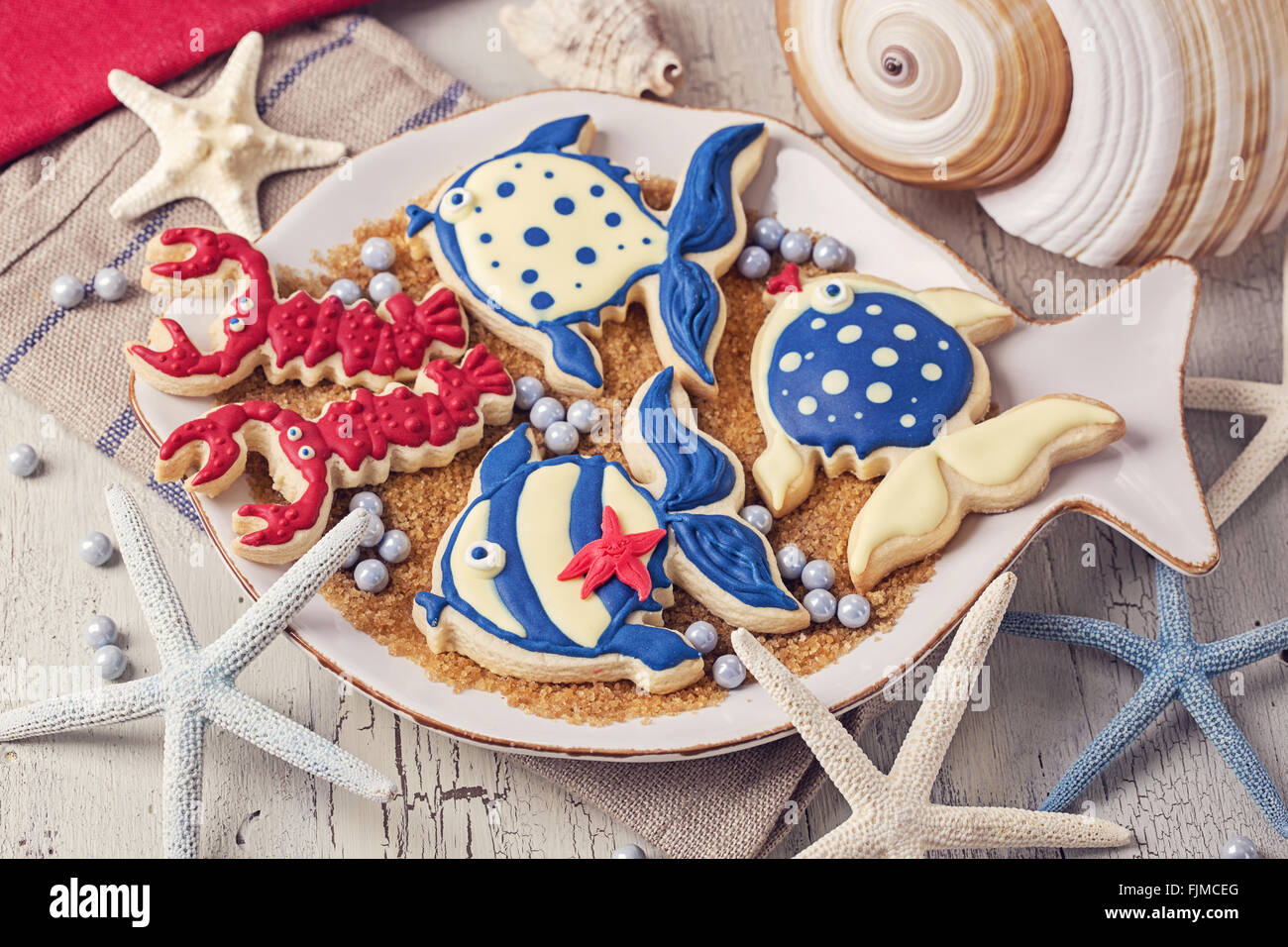 Cookies on sugar for marine party Stock Photo - Alamy