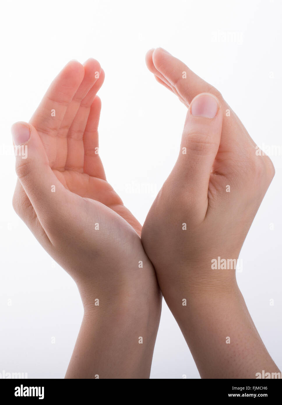 Hand holding on a white background Stock Photo - Alamy