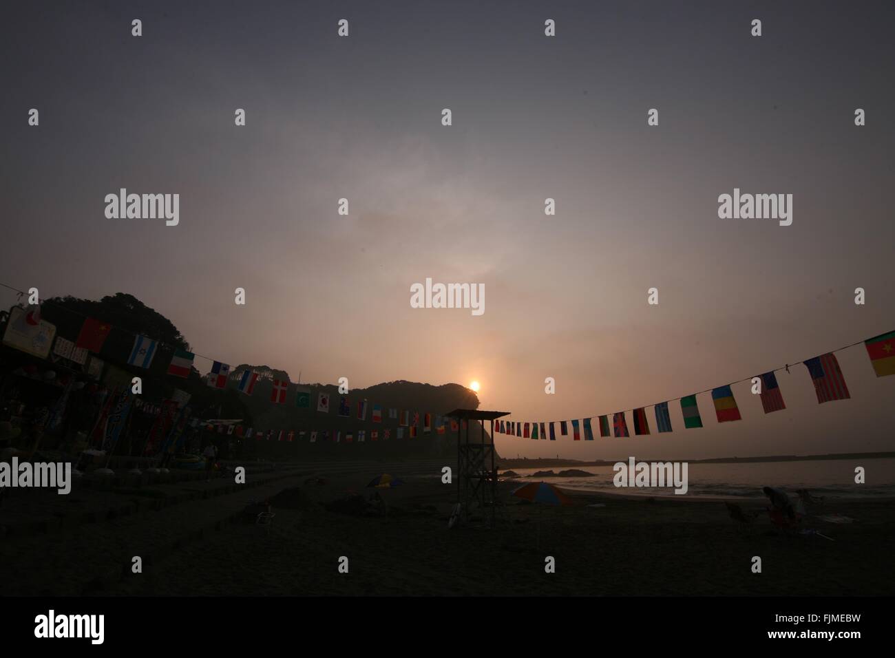 National Flags Hanging On Beach Stock Photo - Alamy