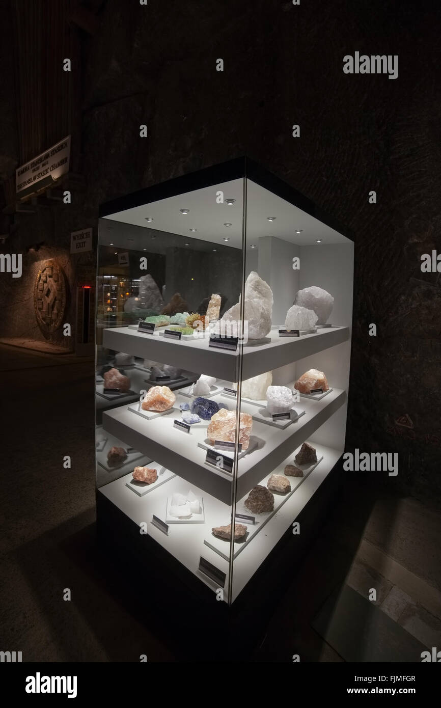 Europe, Poland, Wieliczka Salt Mine, salt rocks, minerals, crystals ...