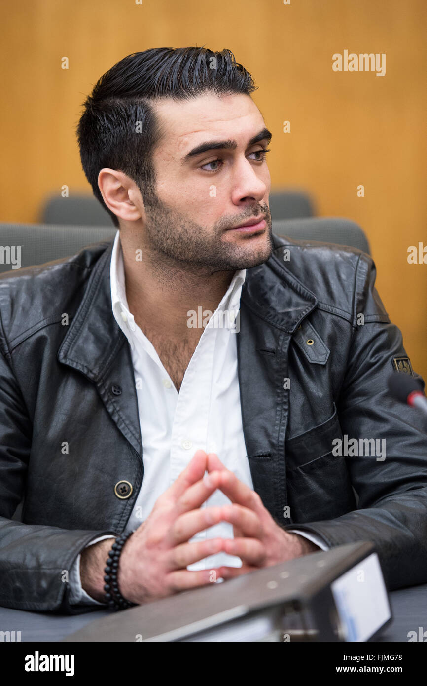 Essen, Germany. 03rd Mar, 2016. The defendant Youssef Hassan sits in the dock in the district ...