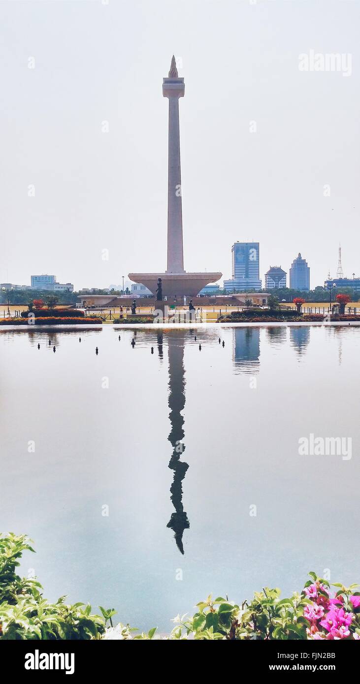 Reflection of A Column On Water Stock Photo - Alamy