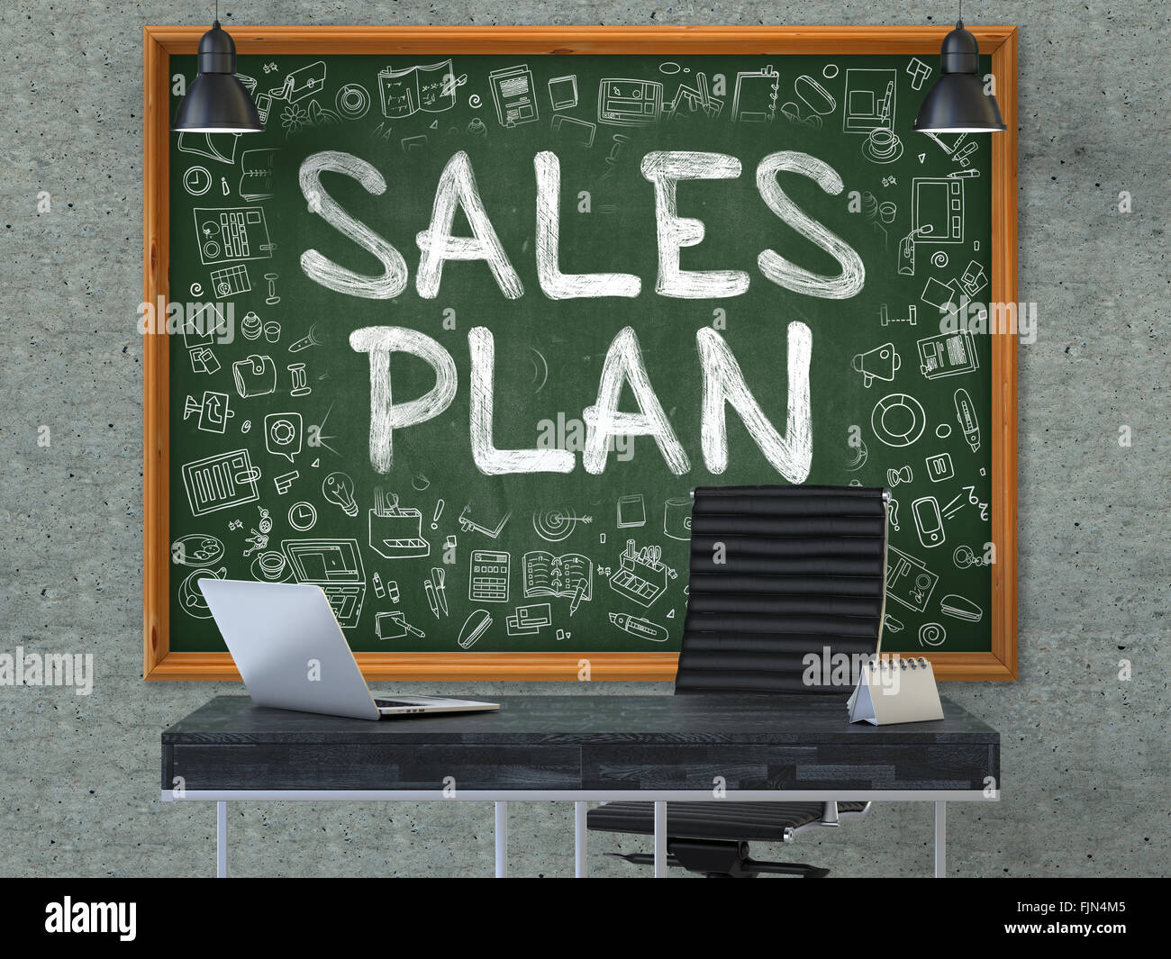 Sales Plan Concept. Doodle Icons on Chalkboard Stock Photo - Alamy