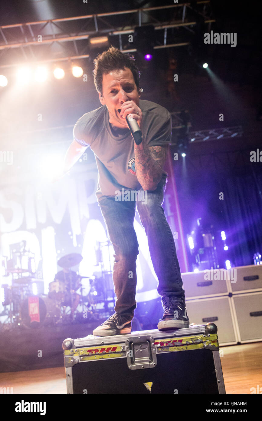 Milan Italy. 02th March 2016. The French-Canadian rock band SIMPLE PLAN ...