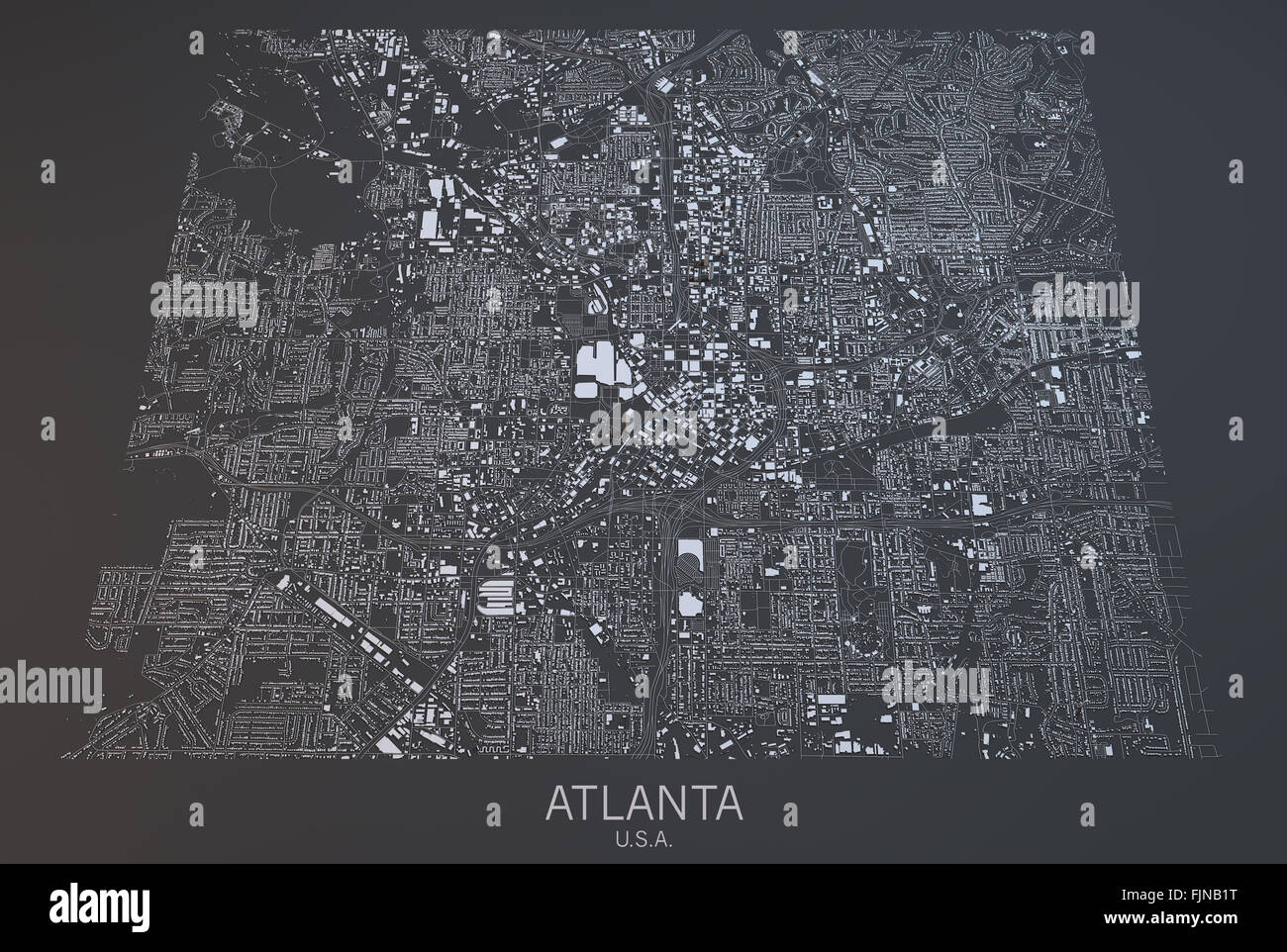 Atlanta map, satellite view, Usa Stock Photo - Alamy