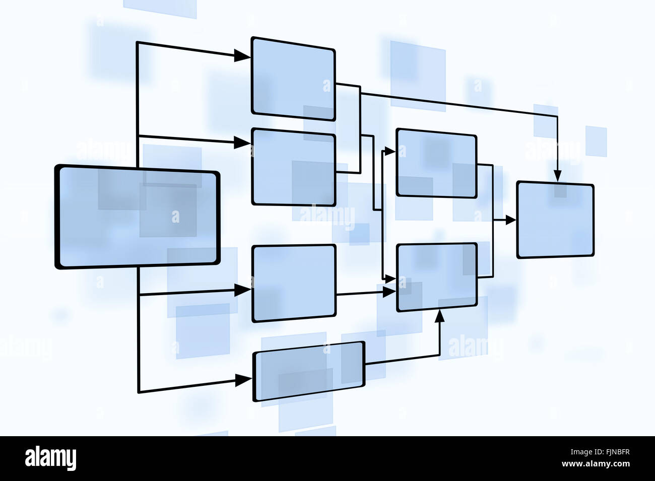 abstract businessl blue flow chart on bright white background Stock ...
