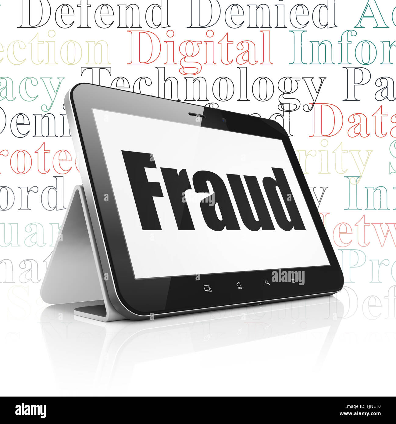 Protection concept: Tablet Computer with Fraud on display Stock Photo ...