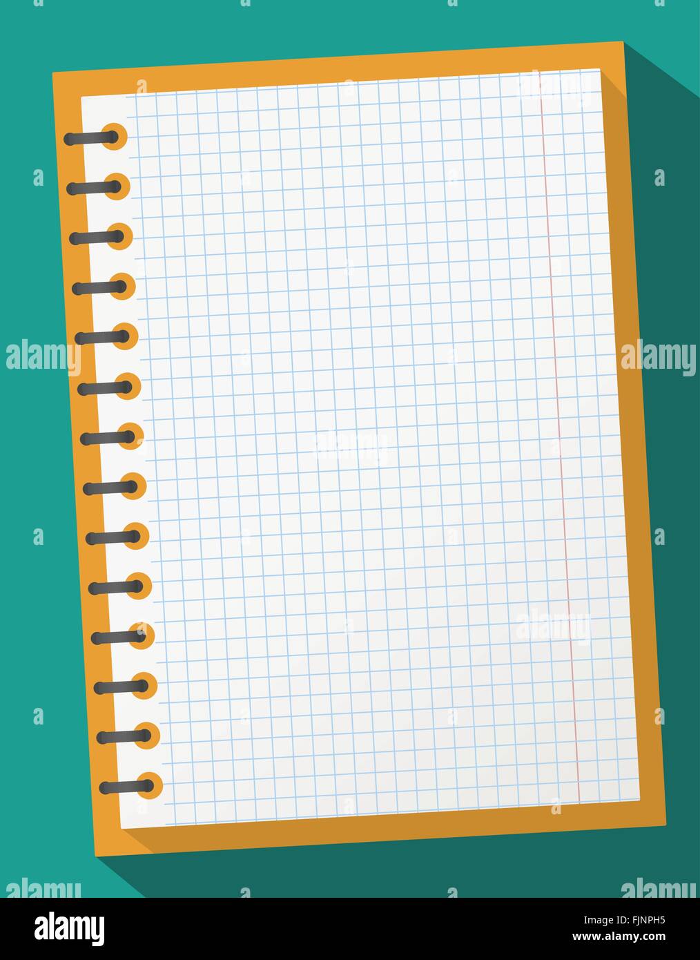 Open squared realistic notepad notebook with spiral and long shadow on ...