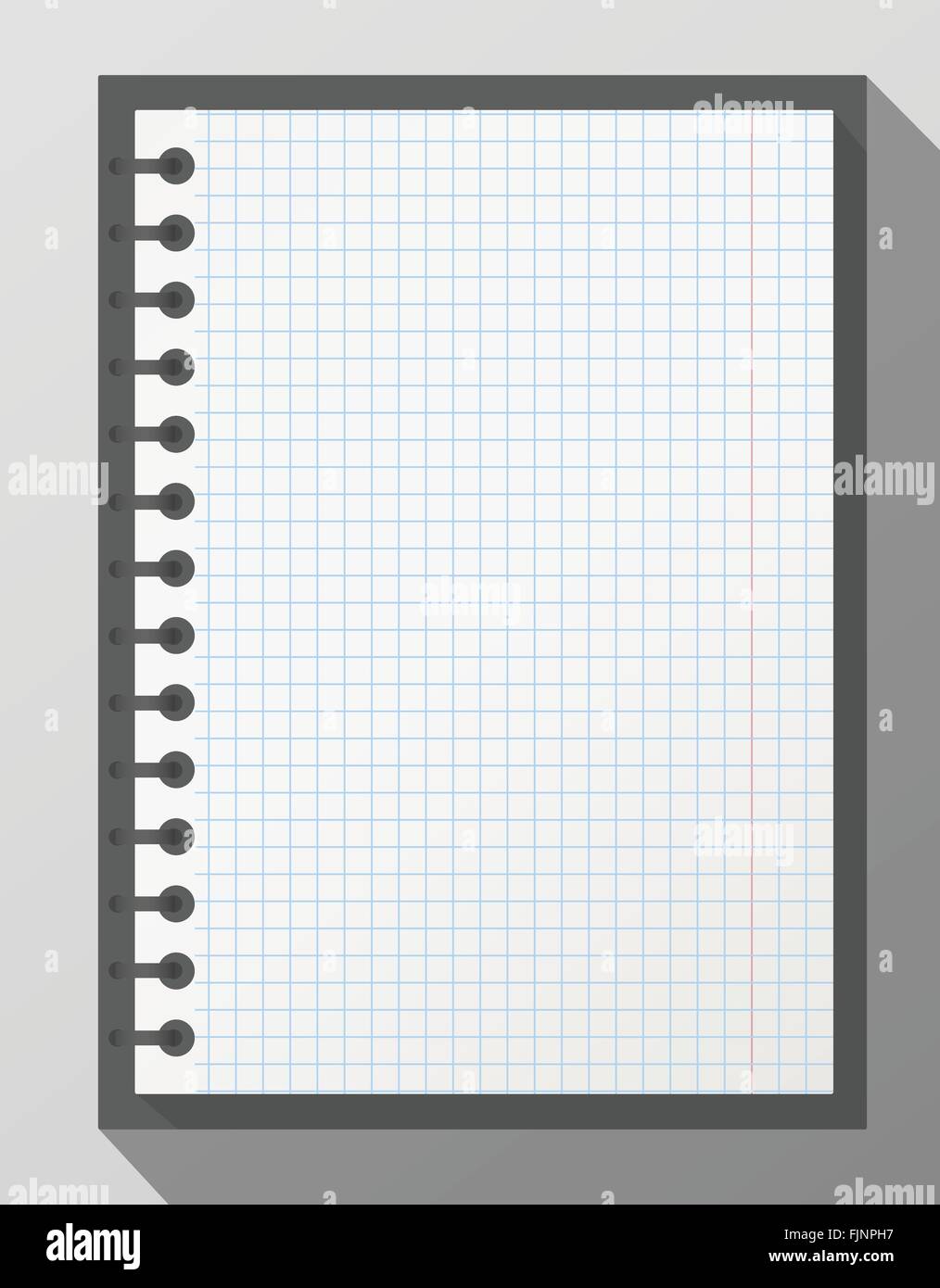 Open squared realistic notepad notebook with spiral and long shadow on ...