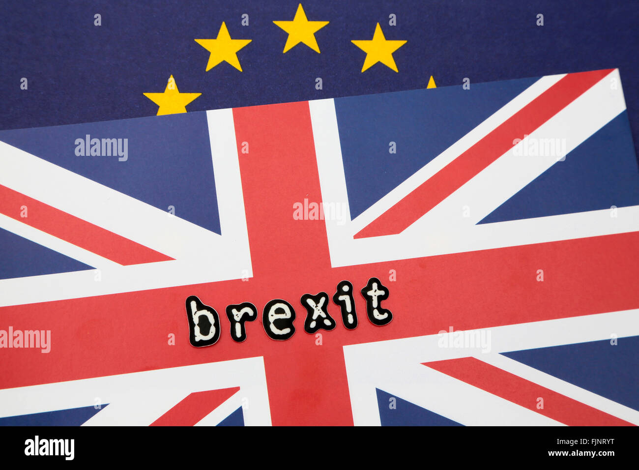 An European and British flag with the word brexit Stock Photo - Alamy