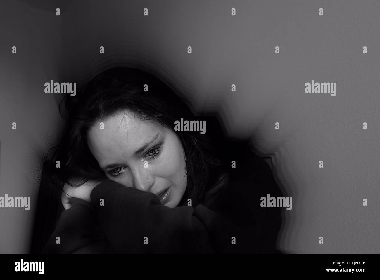 Woman Crying At Home Stock Photo - Alamy