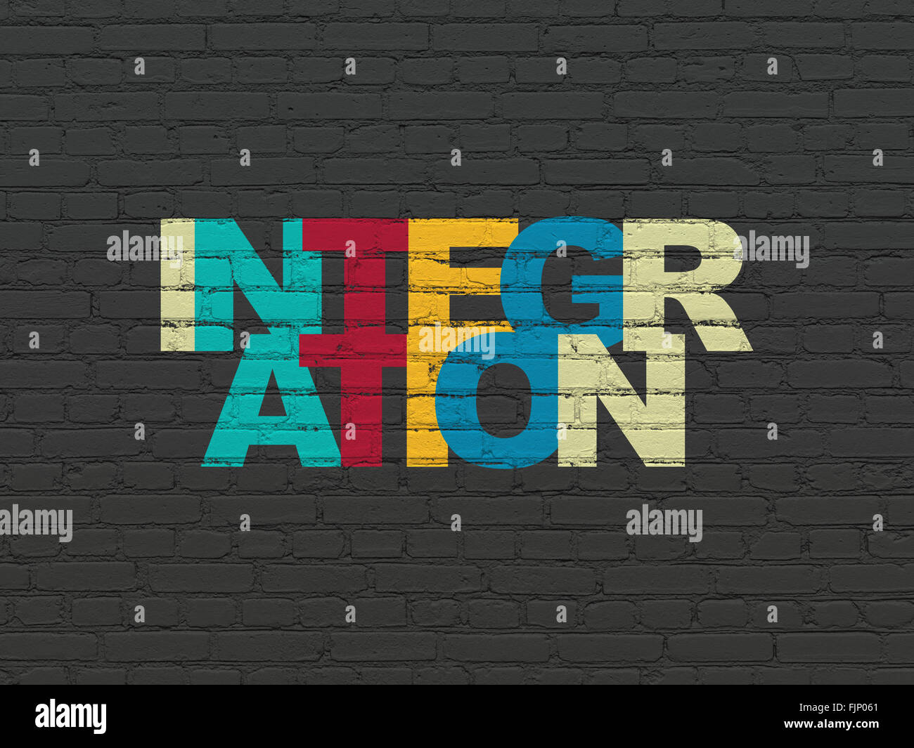 Business concept: Integration on wall background Stock Photo - Alamy