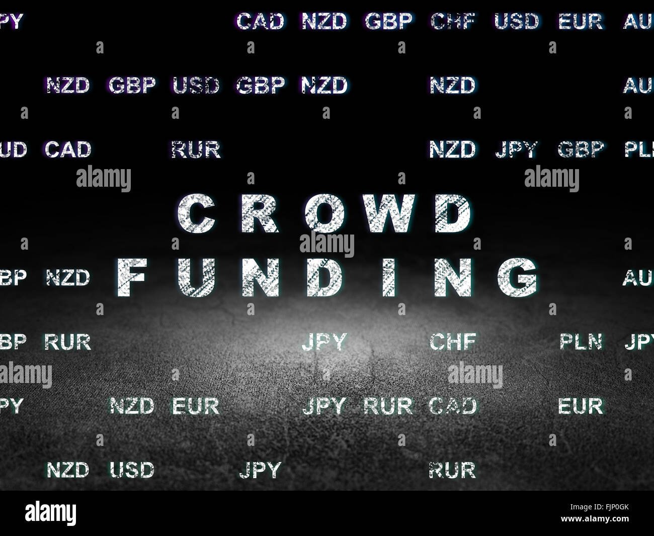 Finance concept: Crowd Funding in grunge dark room Stock Photo - Alamy