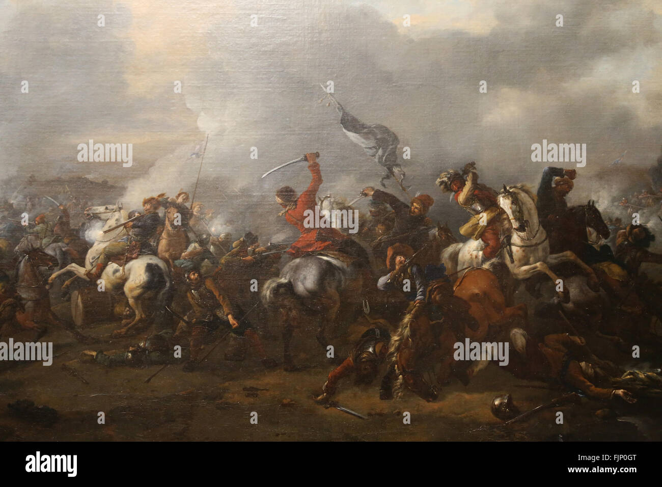 Philips Wouwerman (1619-1668). Dutch painter. Great battle of cavalry ...