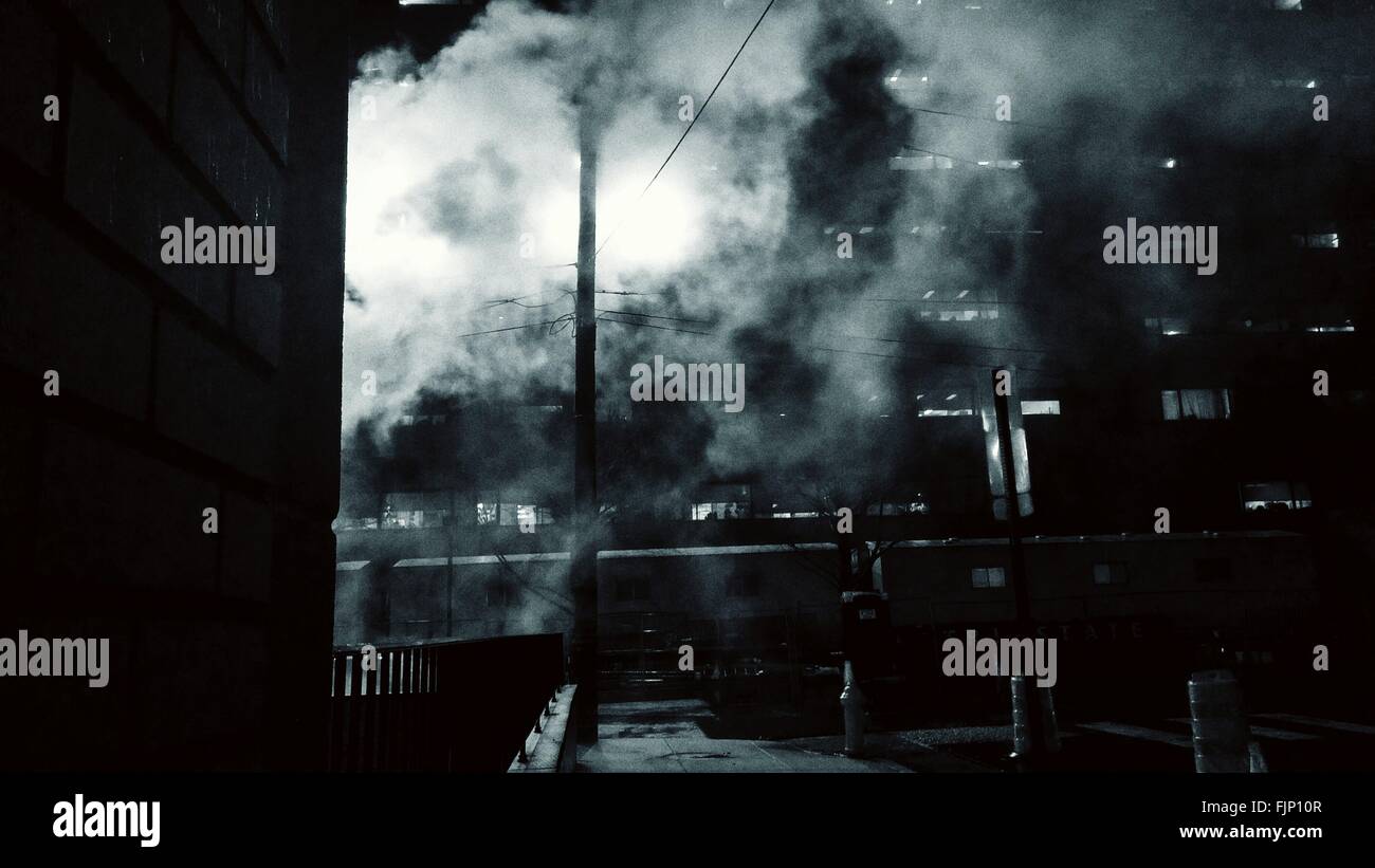 Train smoke night architecture hi-res stock photography and images - Alamy