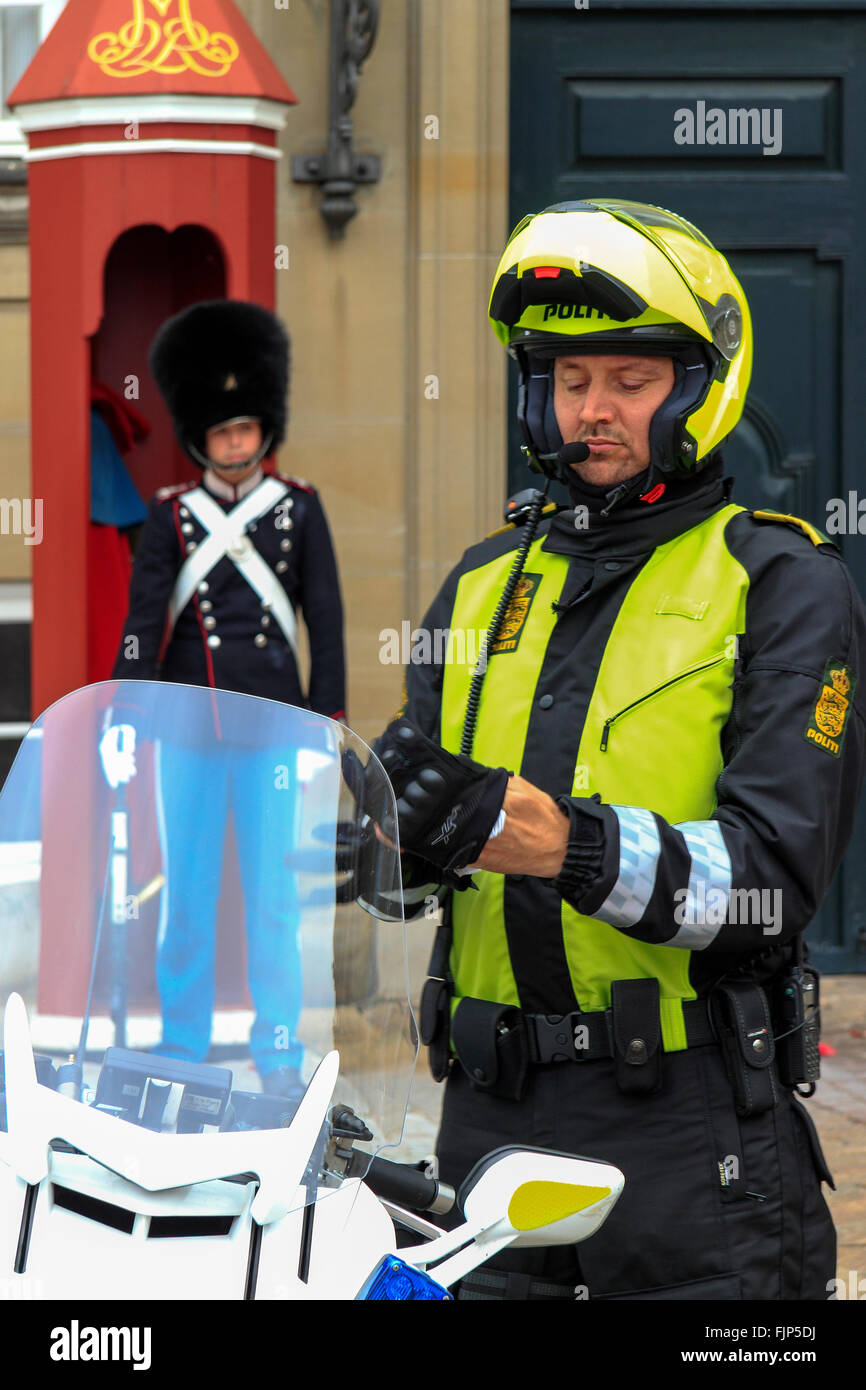 Police motorcycle escort, Amalienborg Palace, Copenhagen, Denmark Stock ...