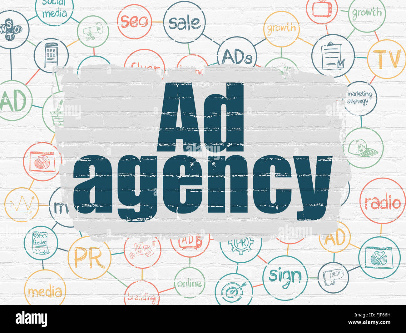 Marketing concept: Ad Agency on wall background Stock Photo - Alamy