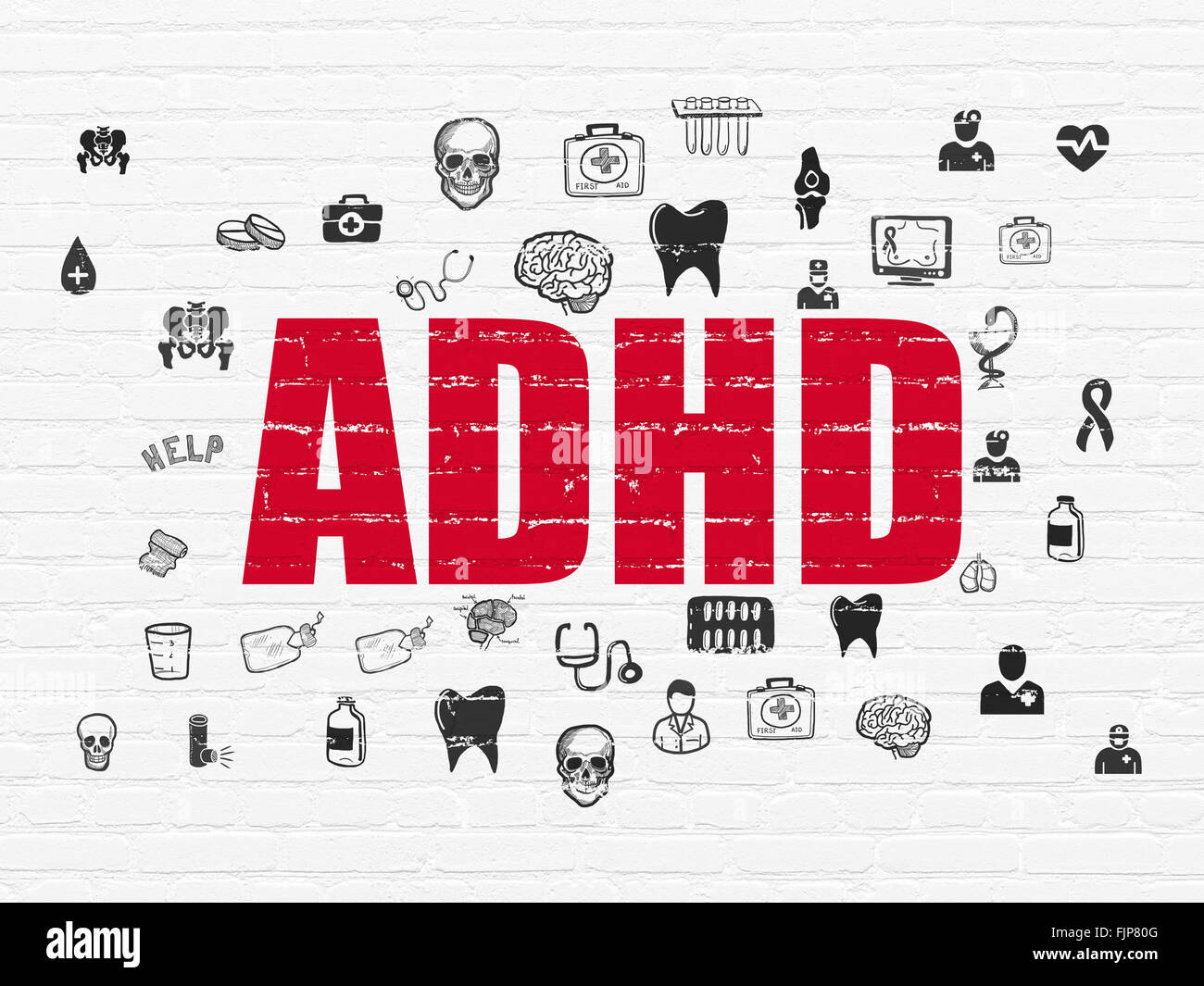 Health concept: ADHD on wall background Stock Photo - Alamy