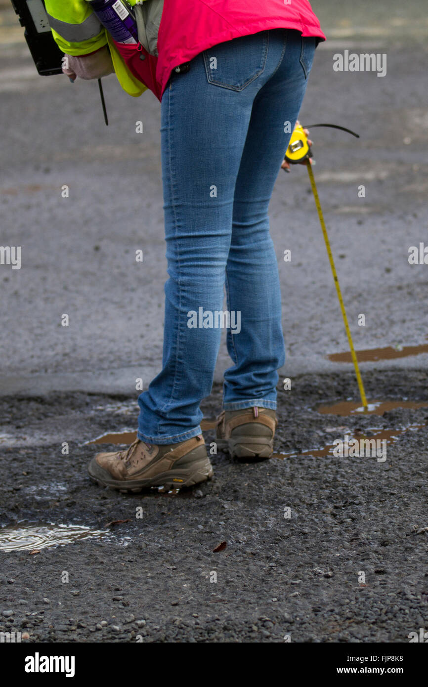 Pothole repair marking logging hi-res stock photography and images - Alamy