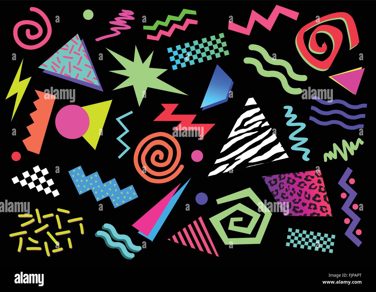 Vector illustration of abstract shapes and bright colors from between ...