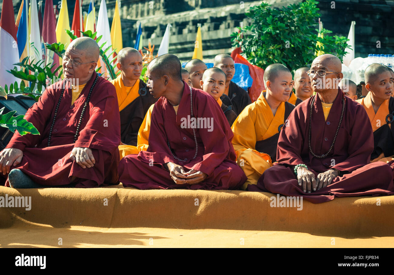 Buddhist monks during the ceremony celebrating Buddha's birth, the ...