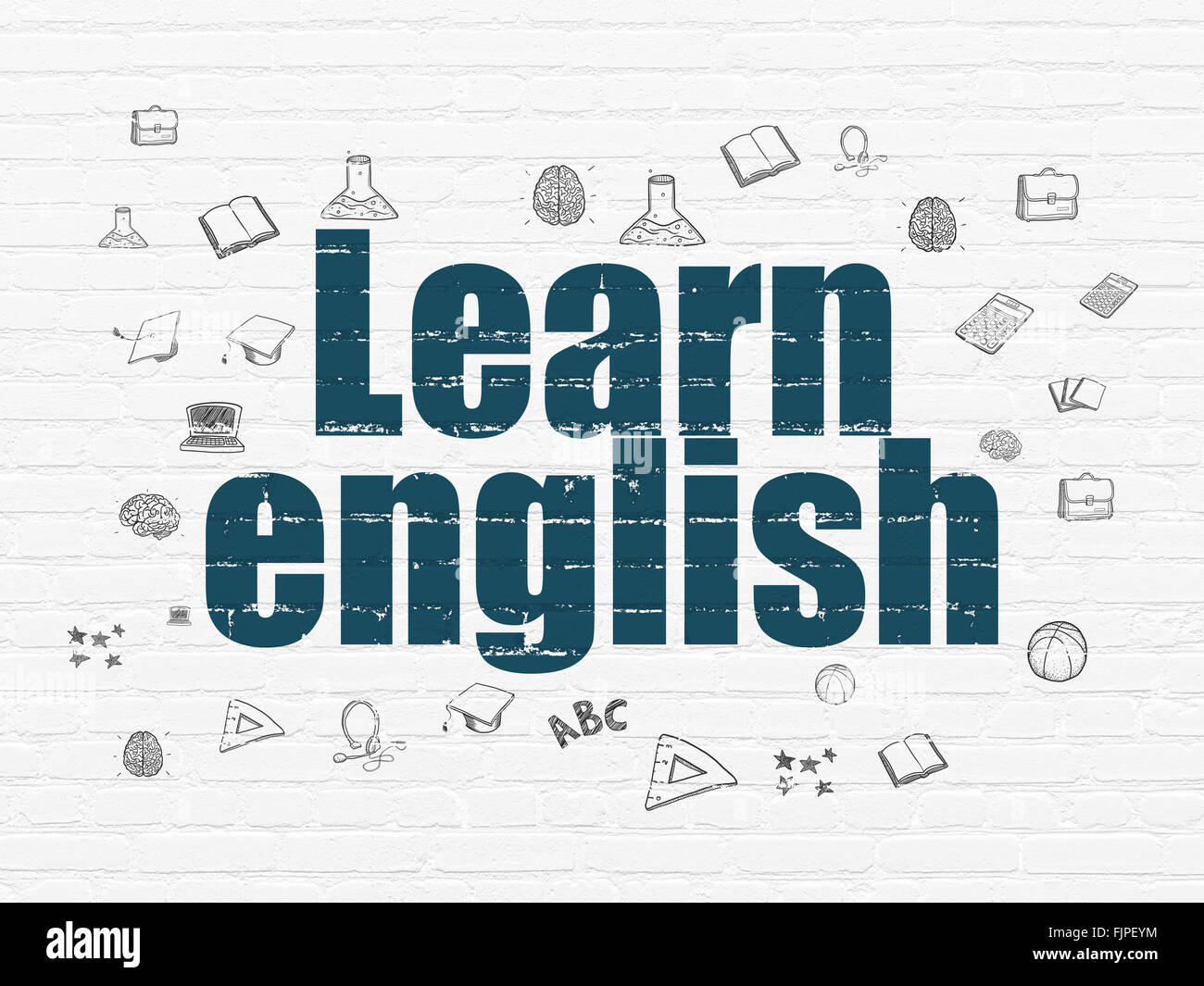 Learning concept: Learn English on wall background Stock Photo - Alamy