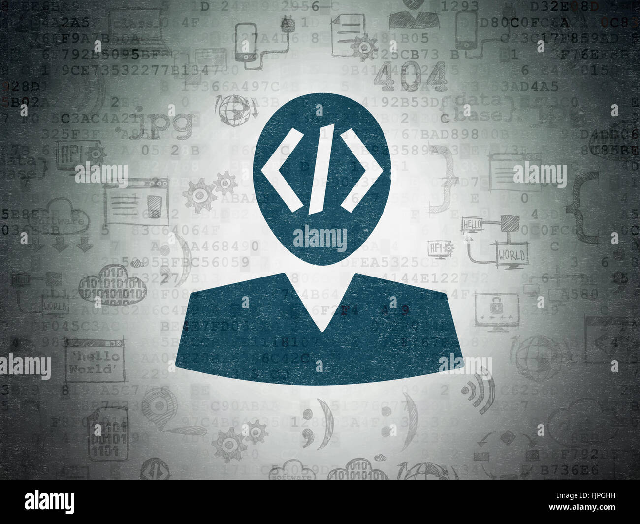 Database concept: Programmer on Digital Paper background Stock Photo ...