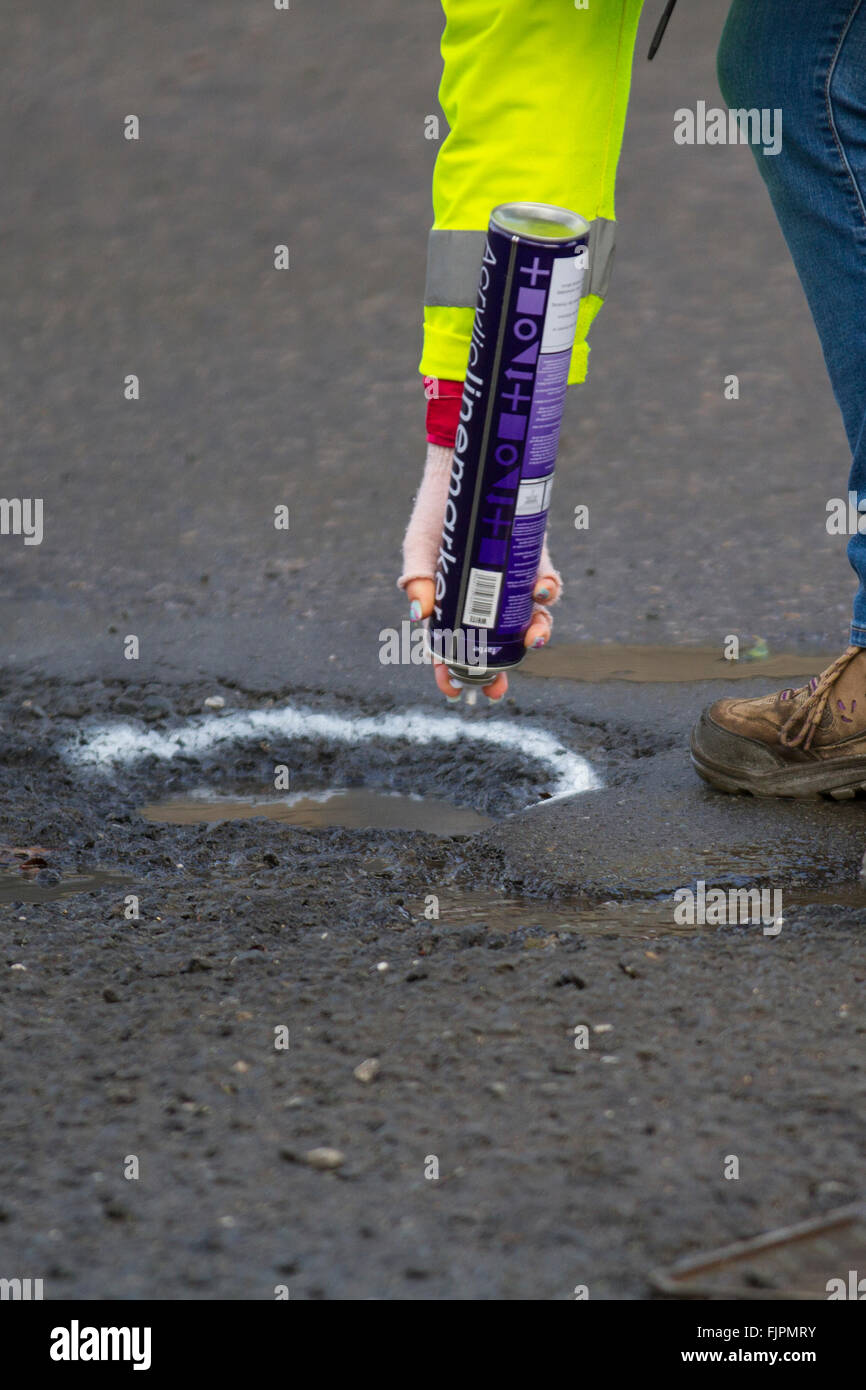 Pothole repair marking logging hi-res stock photography and images - Alamy