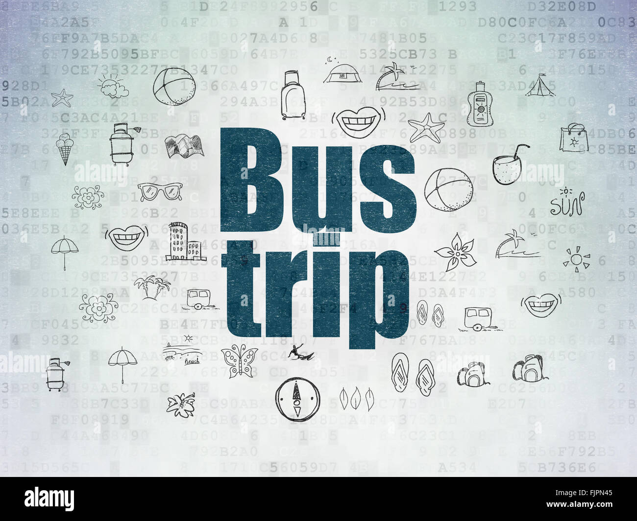 Tourism concept: Bus Trip on Digital Paper background Stock Photo - Alamy
