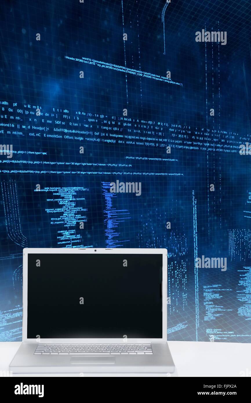 Laptop on table Stock Photo - Alamy