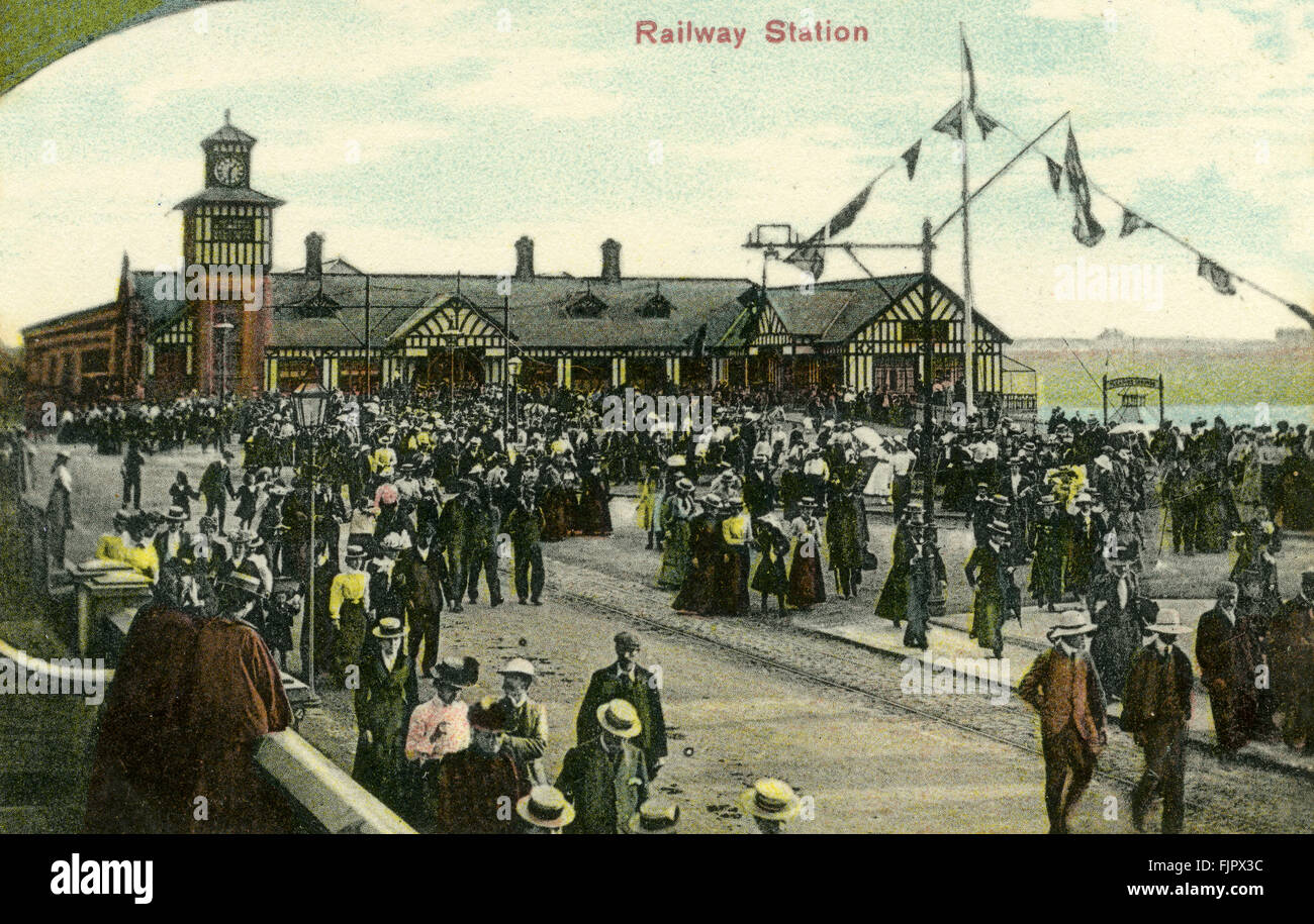 Portrush railway station, Northern Ireland. Postcard Stock Photo - Alamy