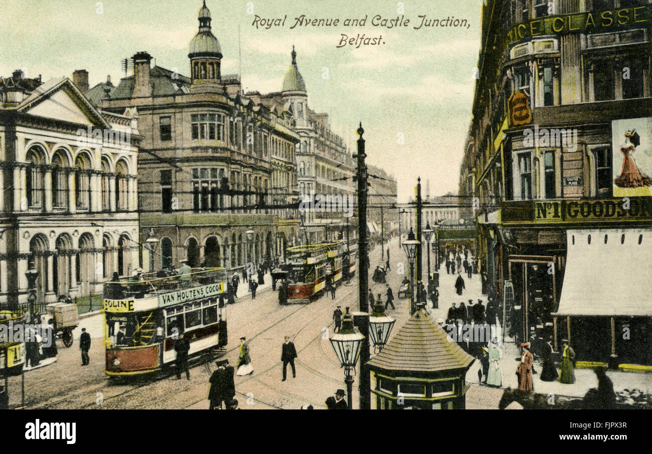 Royal Avenue and Castle Junction, Belfast, Northern Ireland. Postcard ...