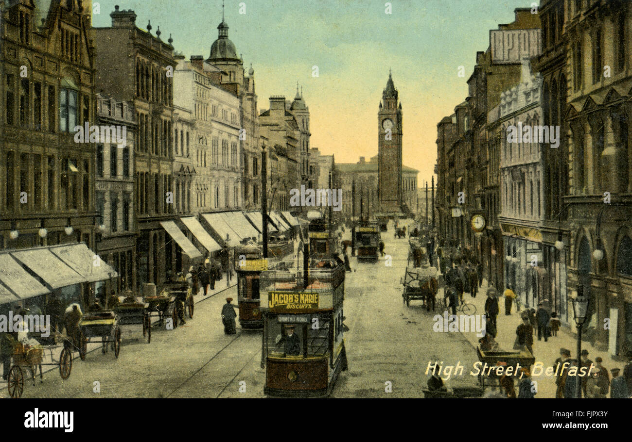 High Street, Belfast, Northern Ireland. Postcard Stock Photo - Alamy
