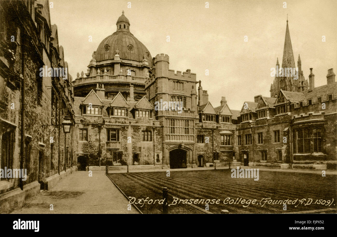 Brasenose College, Oxford University. Postcard 1900s Stock Photo - Alamy
