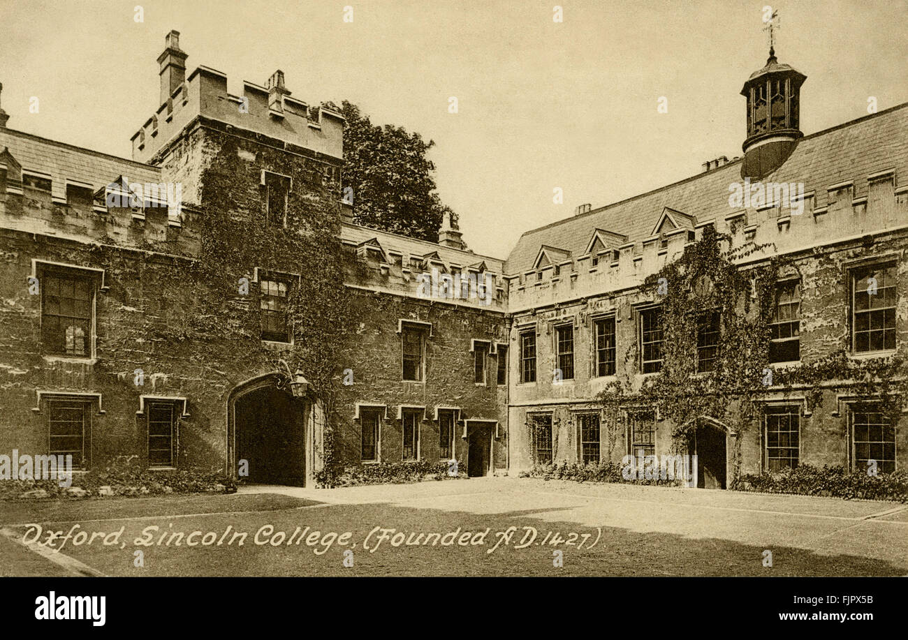 Lincoln College, Oxford University. Postcard 1900s Stock Photo - Alamy