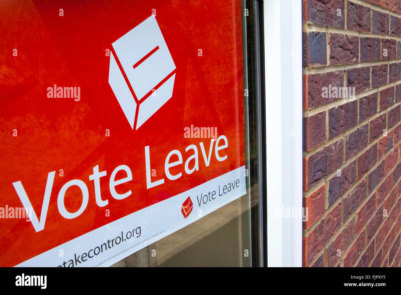 London, UK. 3rd March, 2016. A Vote Leave campaign poster displayed in ...