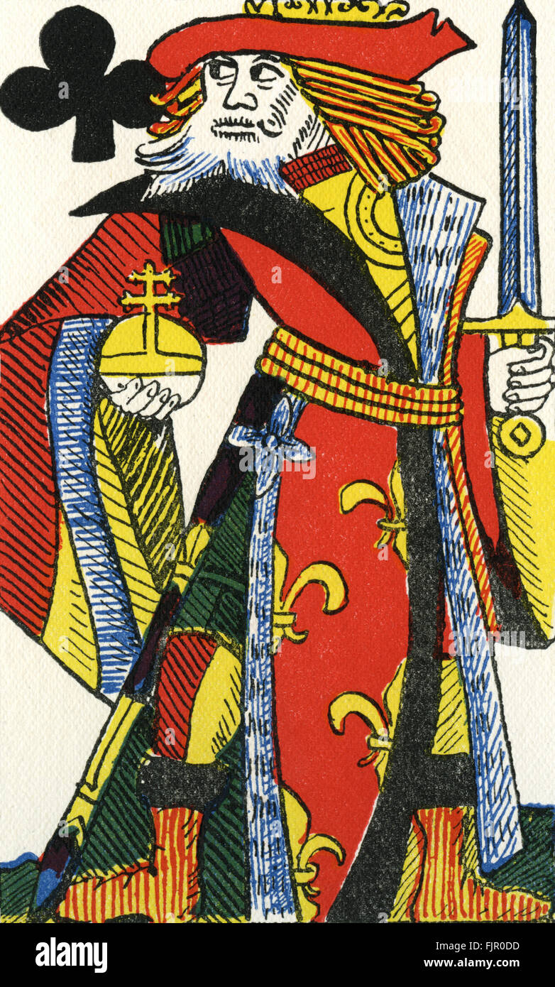 King of Clubs / Roi de trefles - 16th century French playing card from ...