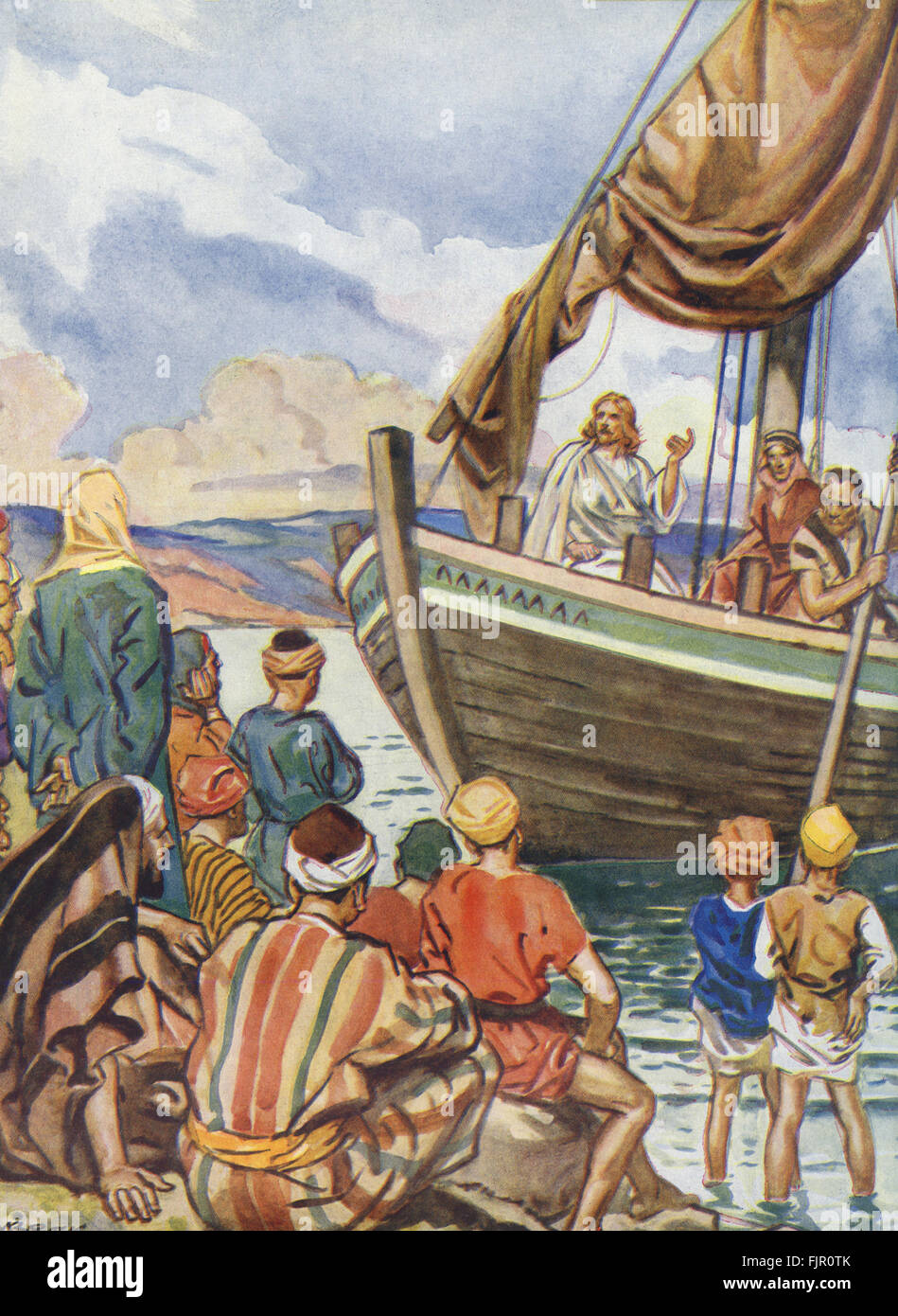 Jesus teaching the fishermen from one of the fishing boats. 'And he ...