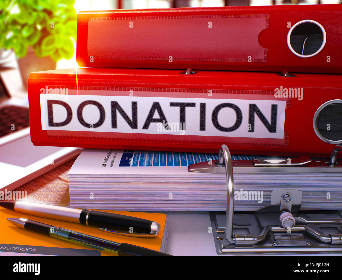 Donation on Red Office Folder. Toned Image Stock Photo - Alamy