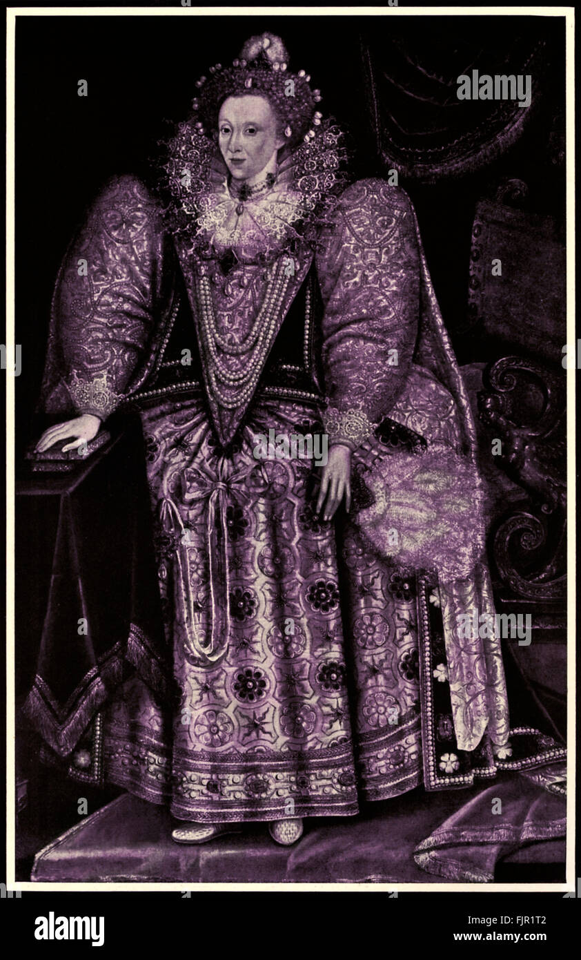 Queen Elizabeth I (1533-1603), after a 1590 portrait by Marcus ...