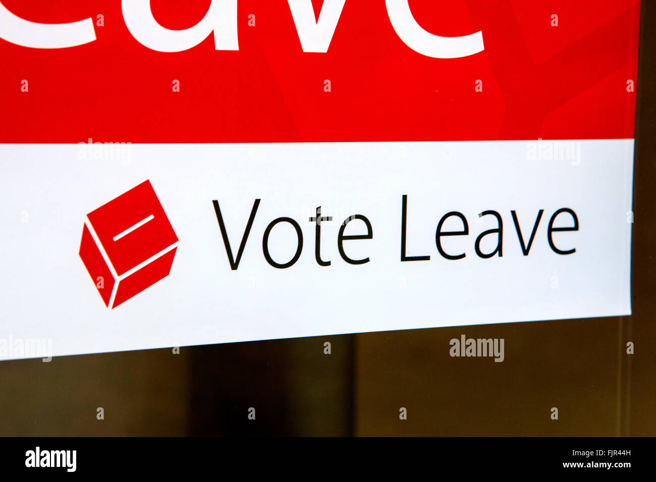 London, UK. 3rd March, 2016. A Vote Leave campaign poster displayed in ...